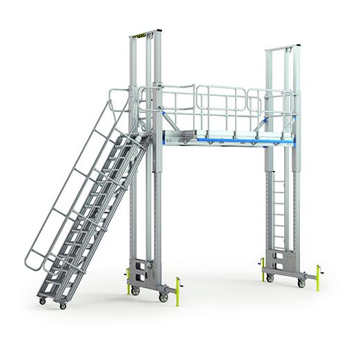 Height-adjustable maintenance platforms and stairs - ZARGES