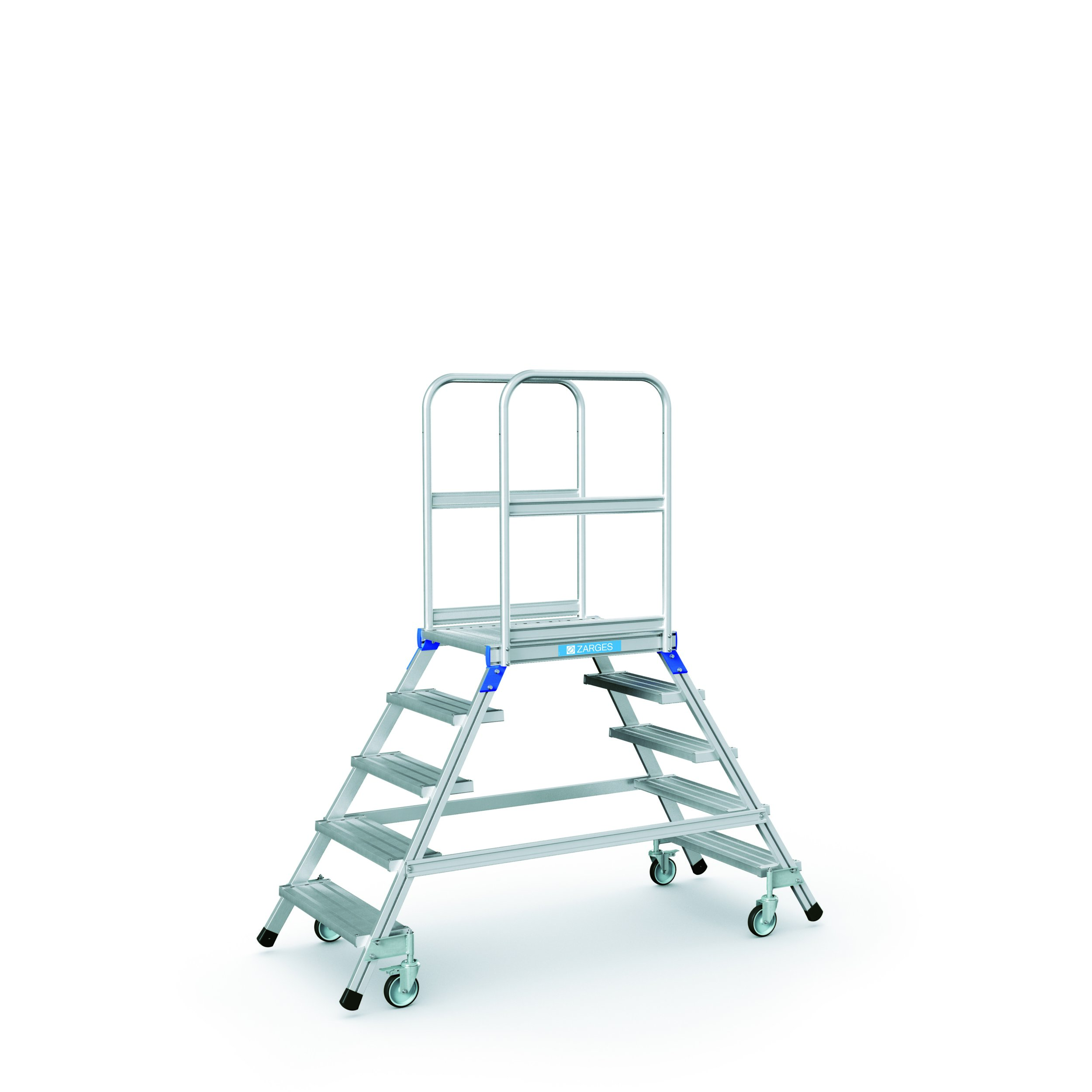 Trappe med platform, transportabel, dobbelt, med letmetaltrin og ...