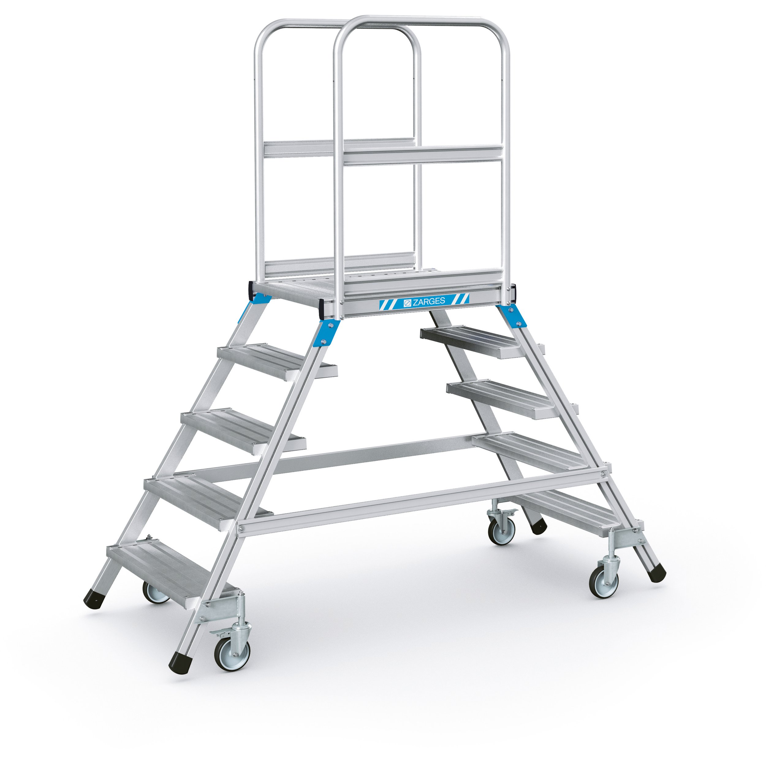 Mobile access steps with platform, double-sided access, with light ...