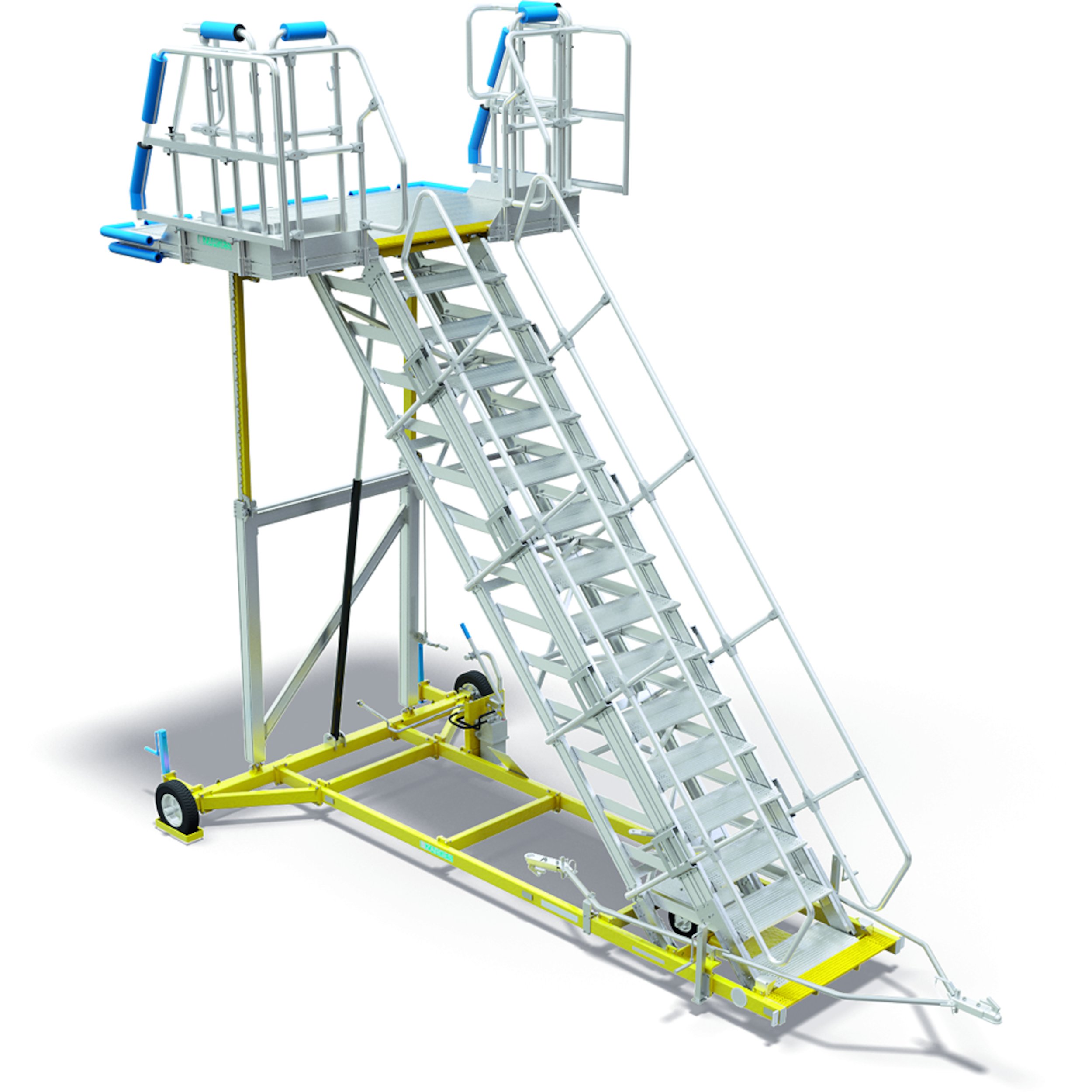 Universal maintenance stairs with height adjuster for the aviation ...