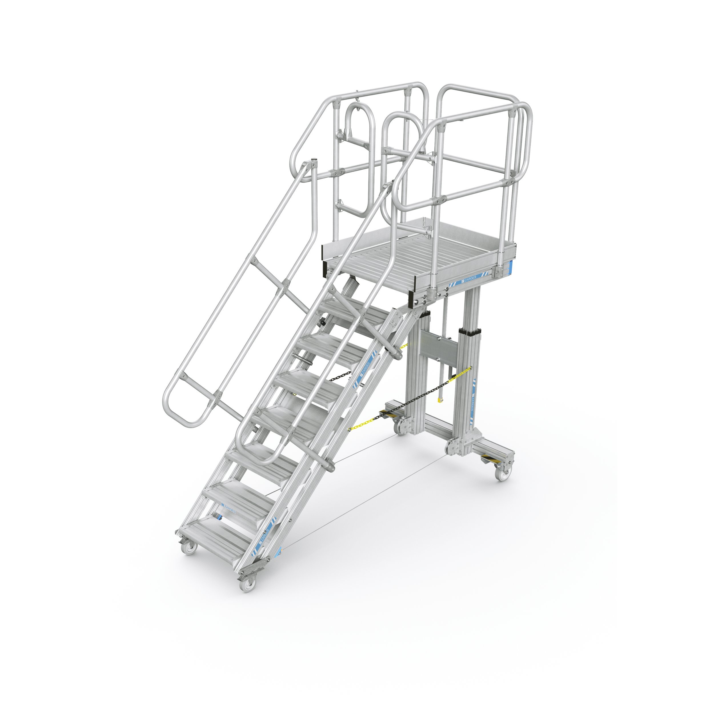Height-adjustable mobile access steps with platform | Work and ...